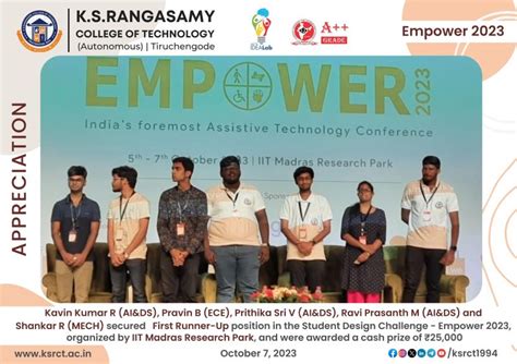 Ksrangasamy College Of Technology On Linkedin Appreciations Kavin