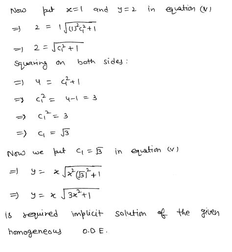 Solved A Find An Implicit Solution To The Homogeneous First Order Ode Course Hero