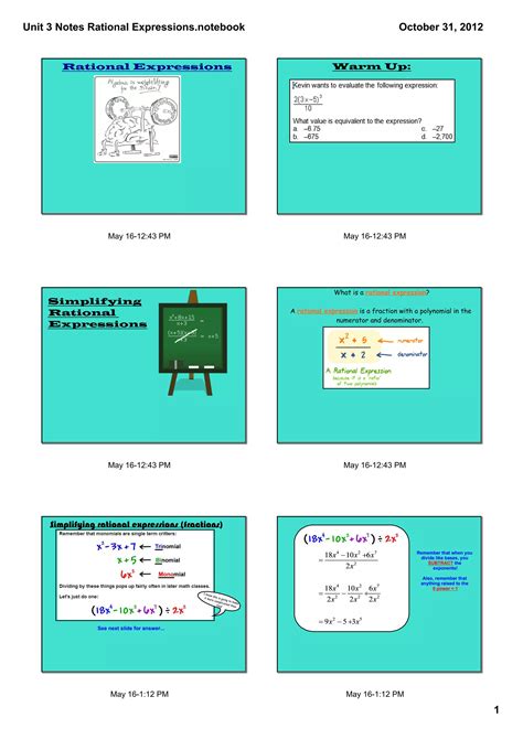 Unit 3 Notes Rational Expressions Pdf