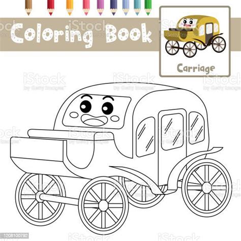 색칠 하기 페이지 캐리지 만화 캐릭터 원근 뷰 벡터 일러스트 3차원 형태에 대한 스톡 벡터 아트 및 기타 이미지 3차원 형태 교육 교통수단 Istock