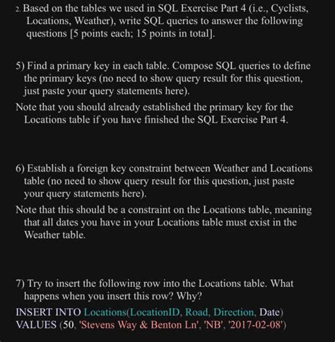 Solved 2 Based On The Tables We Used In SQL Exercise Part 4 Chegg Com