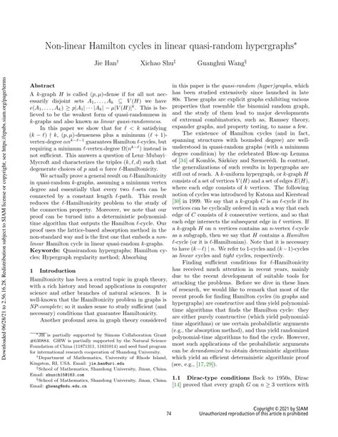 Pdf Non Linear Hamilton Cycles In Linear Quasi Random Hypergraphs