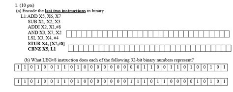 solved 1 10 pts a encode the last two instructions in