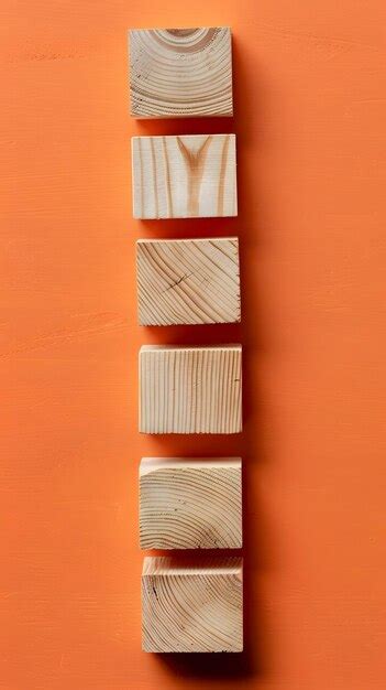 Wooden Timeline Blocks With Milestones On Orange Background For Project Management Premium Ai