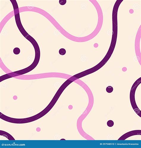 Naive Seamless Squiggle Pattern With Bright Pink And Purple Wavy Lines