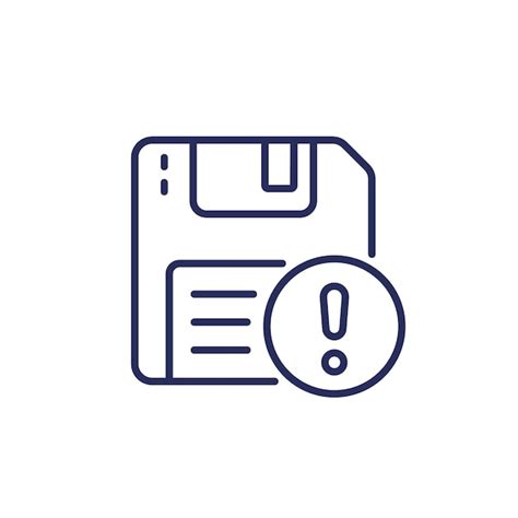 Premium Vector Backup Error Warning Line Icon With A Floppy Disk