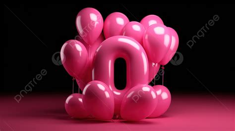 Pink Balloons That Form The Number Zero Background 3d Illustration Of 19th Pink Balloons
