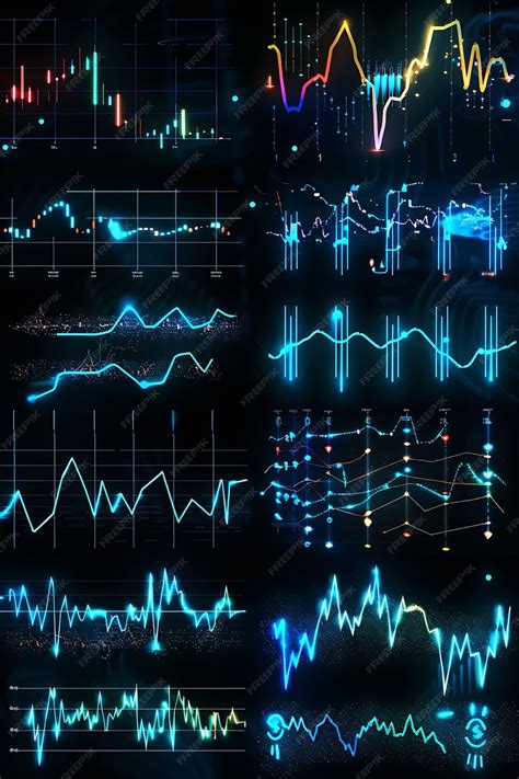 Premium Photo Lines Of Candlestick Charts Icons With Animated Glow In Onli Outline Neon Shape