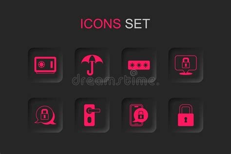 Set Fingerprint Door Lock Umbrella Safe Mobile With Closed Padlock Lock Password Protection