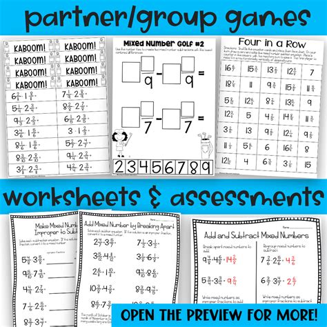 Add And Subtract Mixed Numbers Unit 4th Grade Math Curious