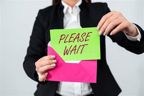Writing Displaying Text Please Wait Internet Concept To Pause Any