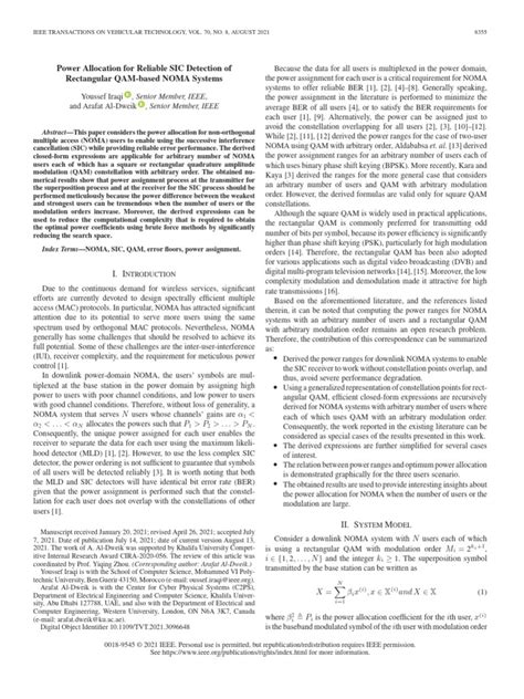 Power Allocation For Reliable Sic Detection Of Rectangular Qam Based Noma Systems Pdf