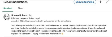 Mohammad Saadaldeen On Linkedin Testimonial Clientsuccess