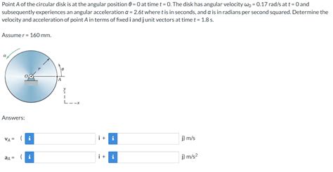 solved point a of the circular disk is at the angular
