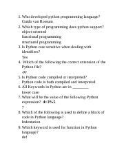 MCQ Python Docx Who Developed Python Programming Language Guido Van Rossum Which Type