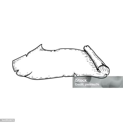 손으로 그린 종이 두루마리 양피지 스케치 스타일은 고대 원고 롤을 열었습니다 골동품 중세 종이 편지 스크롤 빈 템플릿입니다 게임 고대 디자인에 가장 적합합니다 벡터