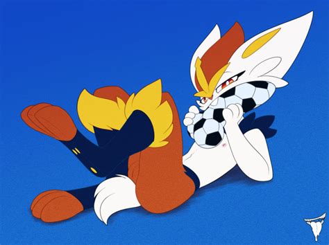 Rule 34 Anthro Ball Bite Blue Background Bmbrigand Buckteeth Cinderace Feet Female Flat