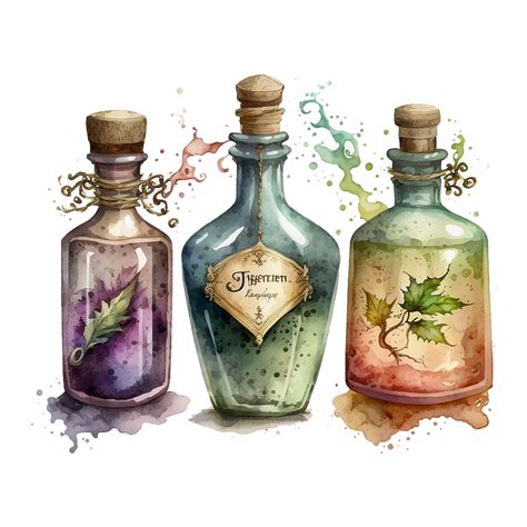 10 Potion Bottles Clipart S Digital Crafting Paper Crafts Cute