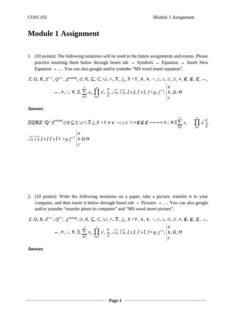 Module 1 Assignment Questions Pdf Mathematics Notation