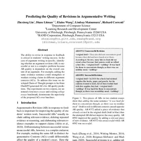 Predicting The Quality Of Revisions In Argumentative Writing Acl