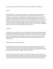 Exploring Sensitivity Analysis Concepts Methods Applications Course Hero