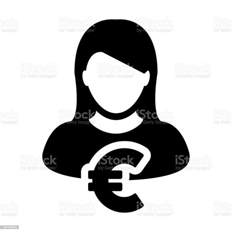 유로 기호 기호 아이콘 벡터 통화 글리프 그림에 여성 사람 돈 아바타 검은색에 대한 스톡 벡터 아트 및 기타 이미지 검은색 그래픽 사용자 인터페이스 금융 Istock