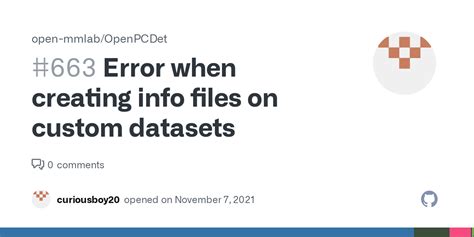 Error When Creating Info Files On Custom Datasets · Issue 663 · Open