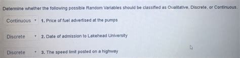 Solved Determine Whether The Following Possible Random Chegg