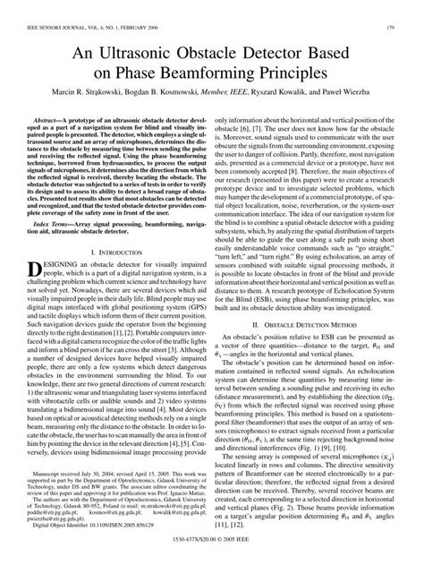 pdf an ultrasonic obstacle detector based on phase beamforming