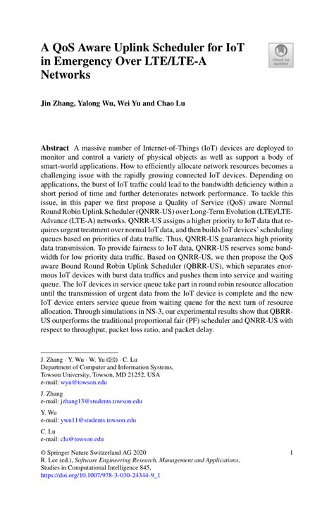 Pdf A Qos Aware Uplink Scheduler For Iot In Emergency Over Ltelte A