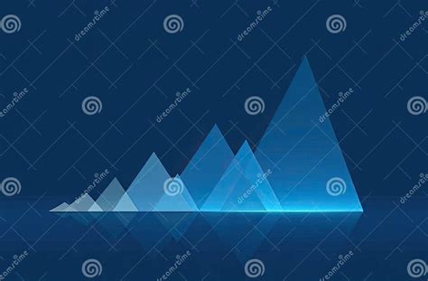 Data Visualization Representing Growth Through Layered Triangular Shapes Over A Blue Background