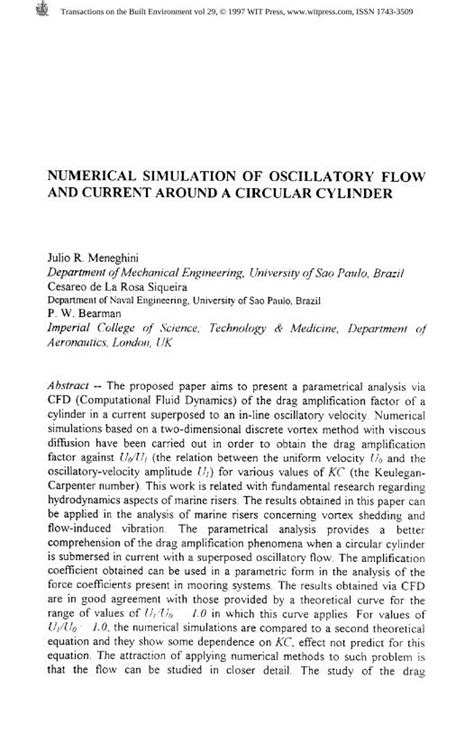 pdf numerical simulation of oscillatory flow … · and current around a