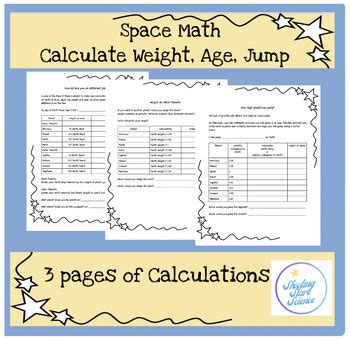 Space Math Calculate Age Weight And Jump Height On Different Planets