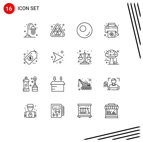 Set Of 16 Modern Ui Icons Symbols Signs For Right Direction Device Arrows Money Editable Vector
