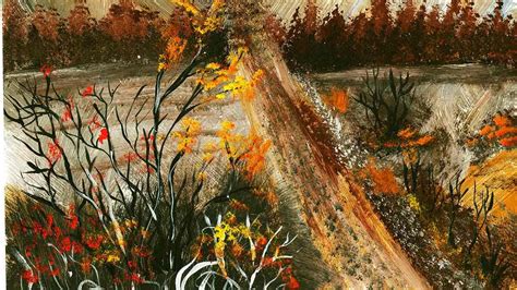 Как нарисовать позднюю осень красками гуашь Правополушарное рисование осенний пейзаж поэтапно