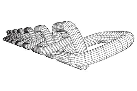 Enlaces Wireframe BlockChain Cadena 3d ilustración vectorial Vector Premium