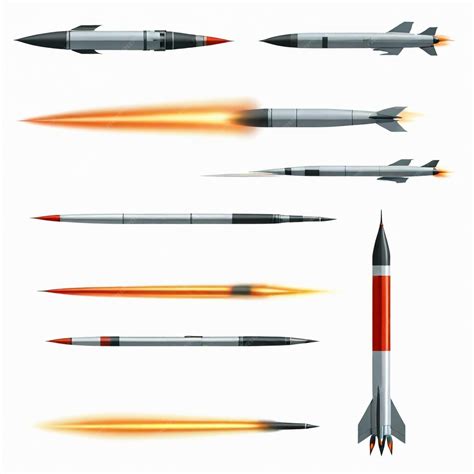 Missile Vector Set White Background Isolated A High Qual Premium Ai
