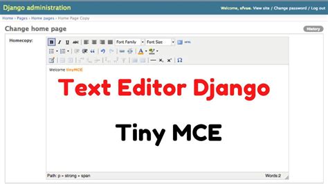 how to use tiny mce editor in django text editor