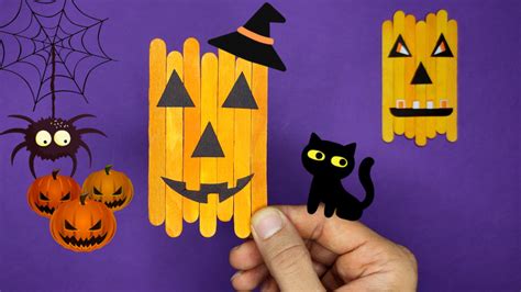 آموزش کاردستی آسان کاردستی کدوی هالووین ترسناک فقط با ۷ عدد چوب بستنی