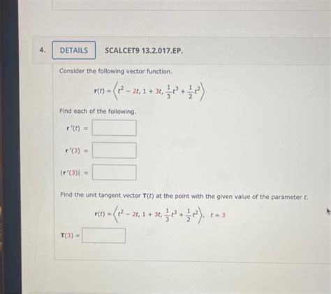 Solved Scalcet9 13 2 017 Ep Consider The Following Vector
