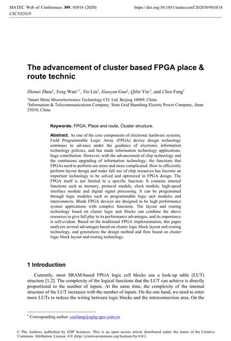 Pdf The Advancement Of Cluster Based Fpga Place And Route Technic