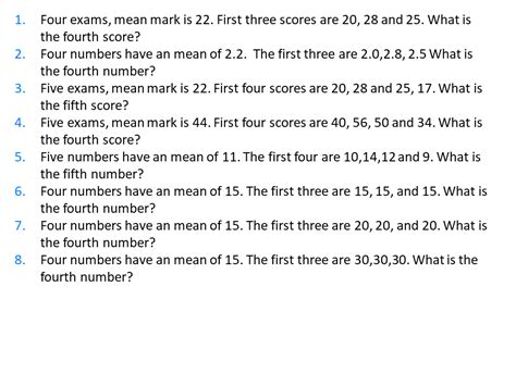 missing number mean problems variation theory