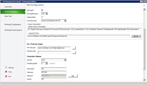 login vsi custom command line with csv file for rdp connections