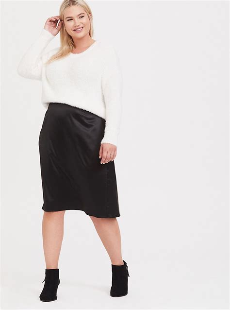 Black Satin Slip Skirt Skirts Stretch Satin Fabric Slip Skirt