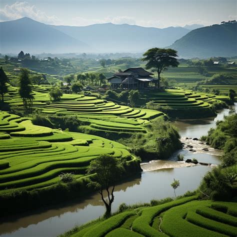 Premium Ai Image Rice Fields