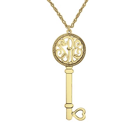 Three Initial Monogram Key Necklace Initial Obsession Three Initial Monogram Key Necklace Initial Obsession