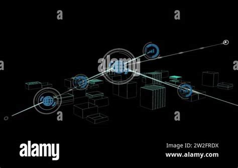 Animation Of Network Of Connections With Globe And Statistics Icons Digital Data Processing