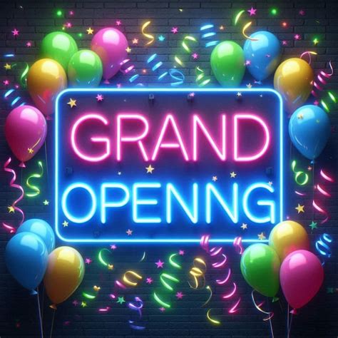 Text Grand Opening Neon Design Premium Ai Generated Image