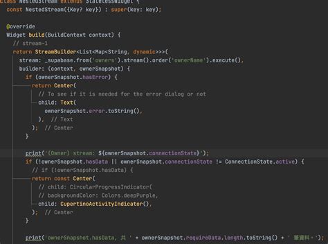 Nested StreamBuilder Bug Report Using Supabase On Flutter Project Issue