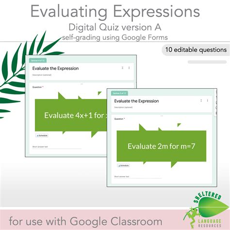 Evaluating Expressions Digital Quiz For Google Classroom By Teach Simple